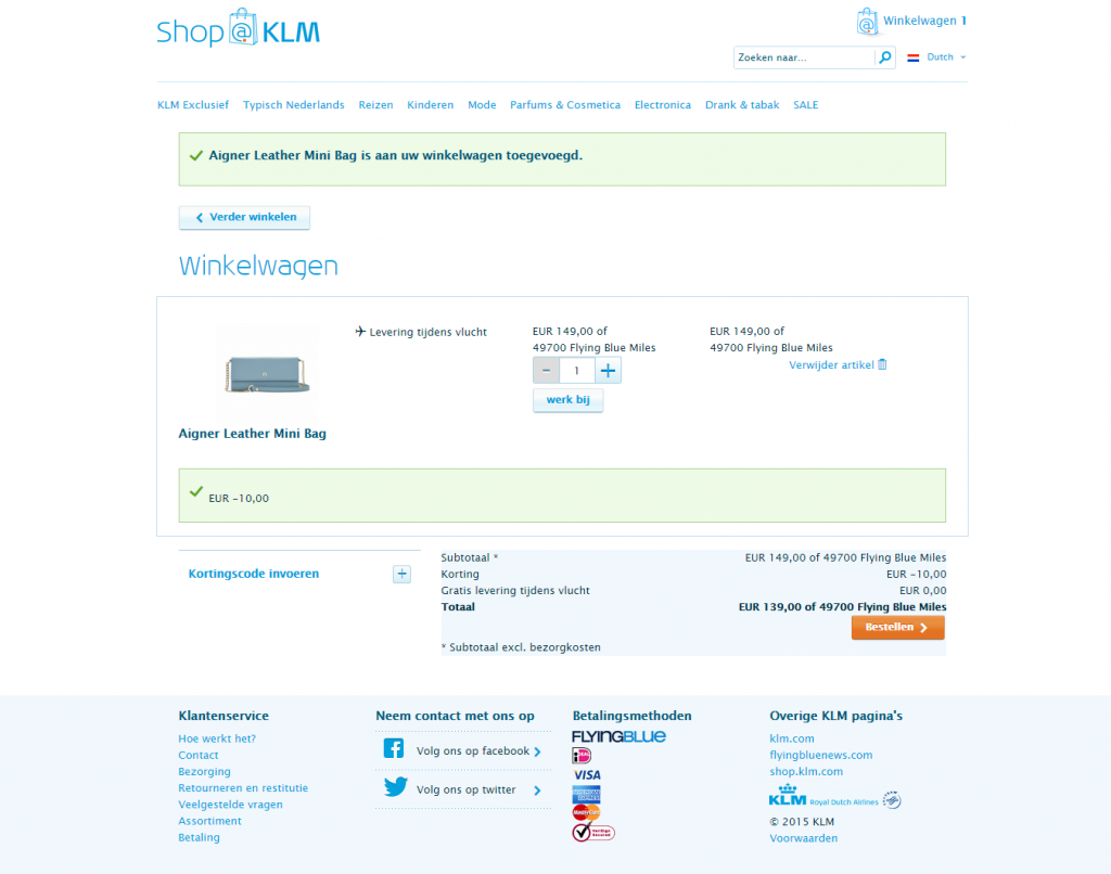Online Store for The Royal Dutch Airlines (KLM)