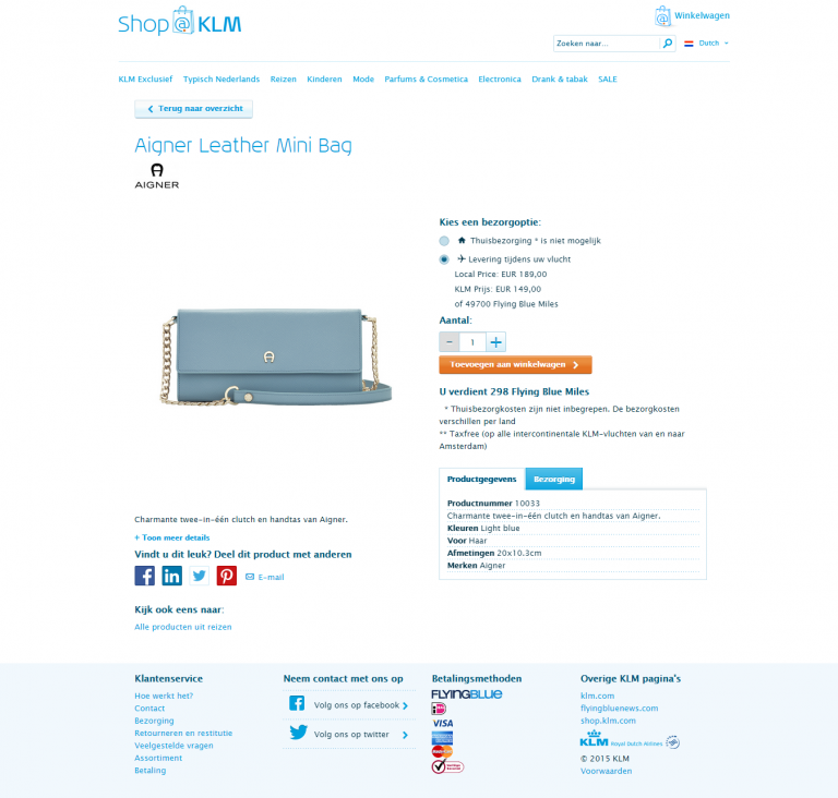 Online Store for The Royal Dutch Airlines (KLM)
